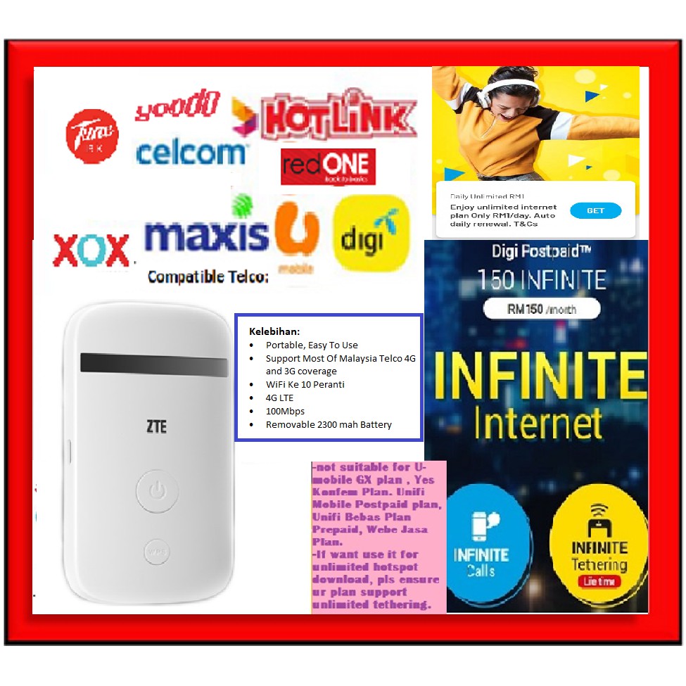 Unlocked ZTE MF90 / MF90C1 Portable Pocket 100 MBPS LTE 4G 3G Wireless ...