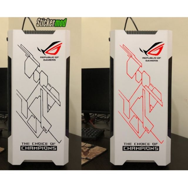 UNIVERSAL PC GAMING FRONT CASE Vinyl Decal Sticker ROG REPUBLIC OF ...
