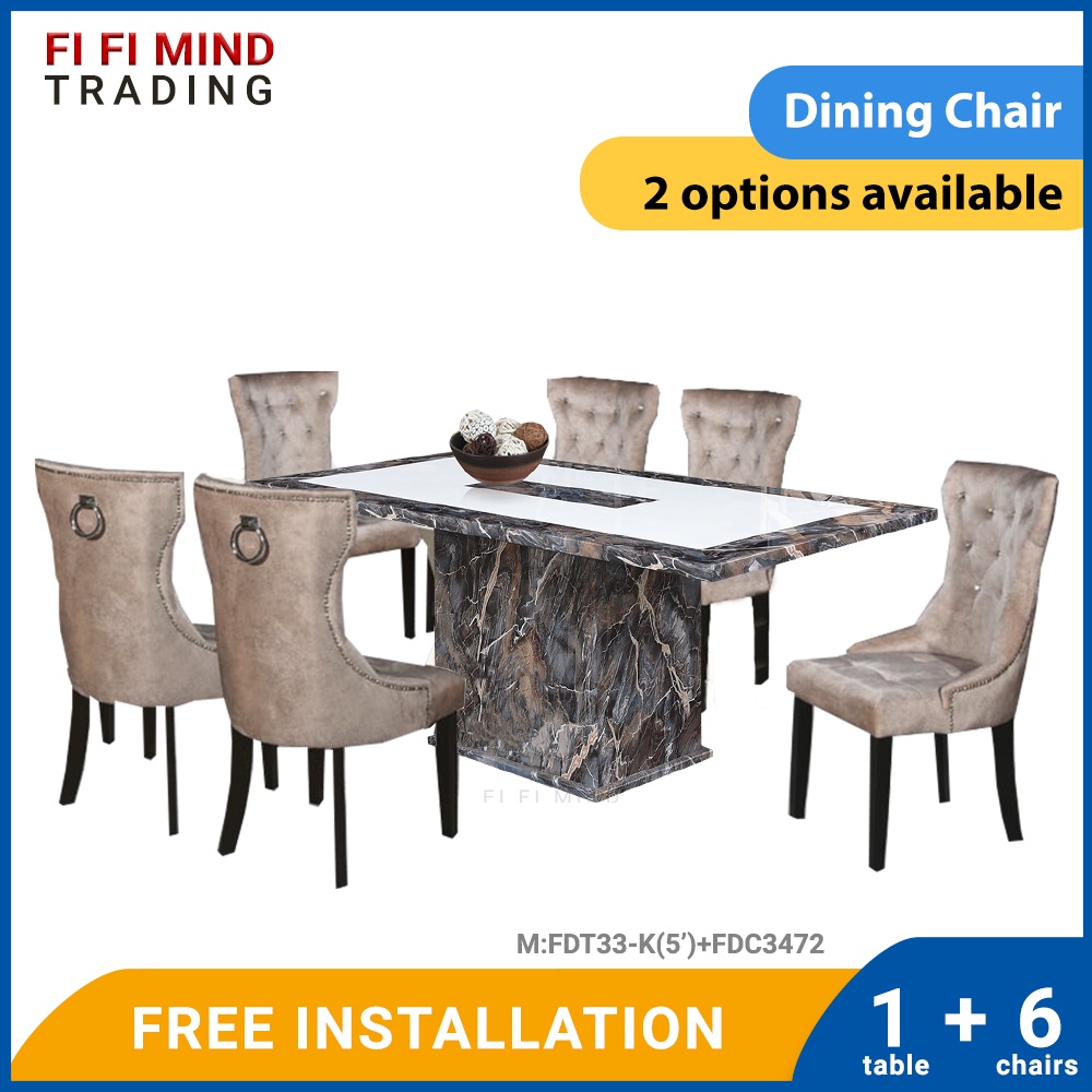 Kaelyn Marble Dining Set/ Marble Dining Table/ Meja Makan 6 Kerusi ...