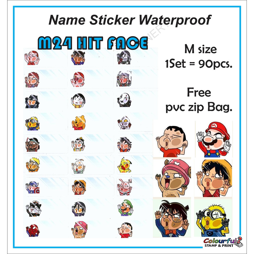 NAME STICKER HIT FACE CARTOON (WATERPROOF) (READY STOCK) | Shopee Malaysia