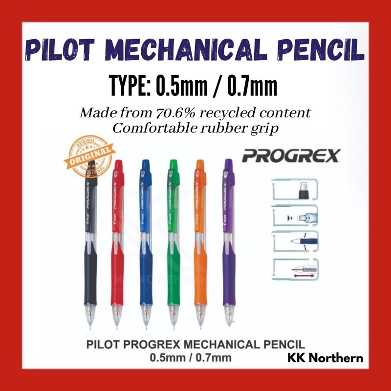 [LOOSE PACK] Pilot Progrex Mechanical Pencil 2B 0.5mm / 0.7MM - 1Pcs ...