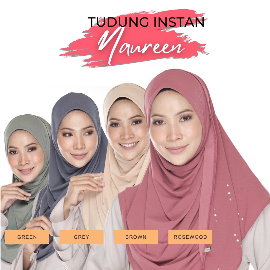Tudung Sarung NAUREEN, Manik, Berdagu, Murah (Hijab) / Instant Shawl Single Loop Bead, Chin ...