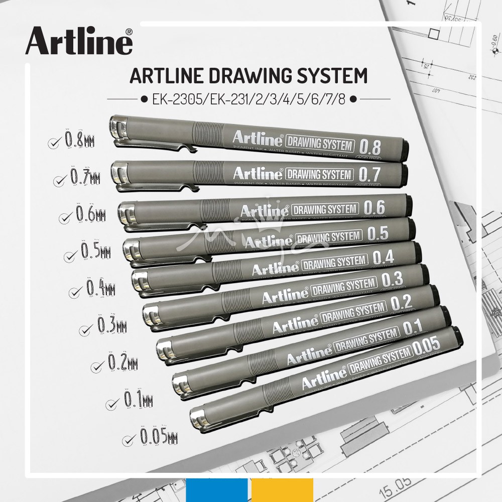 ARTLINE DRAWING SYSTEM PEN (0.05/0.1/0.2/0.3/0.4/0.5/0.6/0.7/0.8MM ...