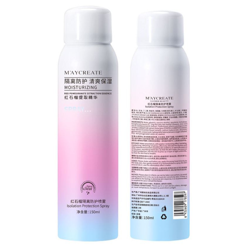 MAYCREATE Whitening Sunscreen Spray UV Protection Isolation Moisturizing 防晒霜 隔离防护喷雾 150ml ...