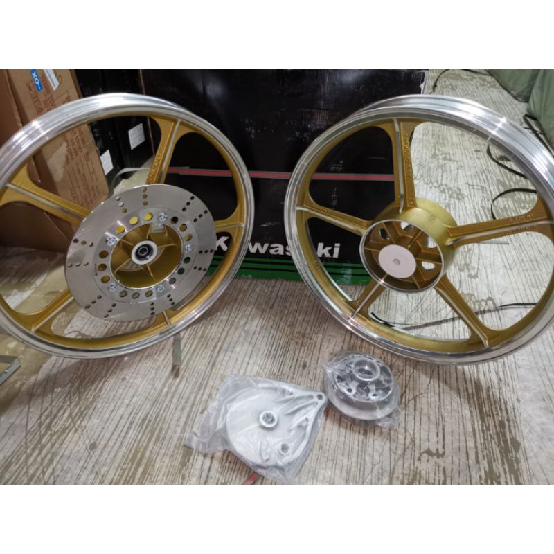 KAWASAKI AR125 SPORT RIM 5L WITH FULL BEARING HUB SET KOTAK GREEN ...