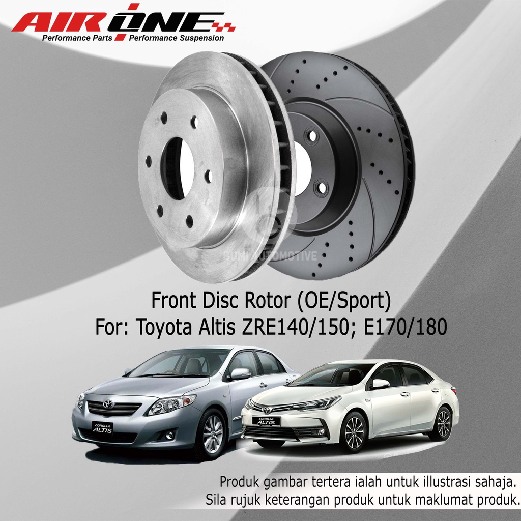 Toyota Corolla Altis E140/150/170/180 Front (Depan) Disc Rotor Racing ...