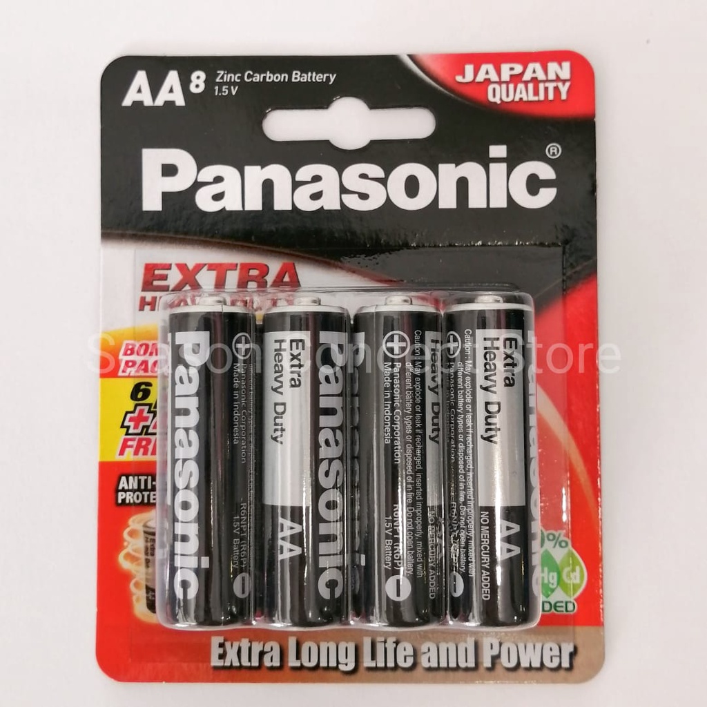 Panasonic Extra Heavy Duty AA Size 8pcs pack [R6NPT/8B2F] Value Pack ...