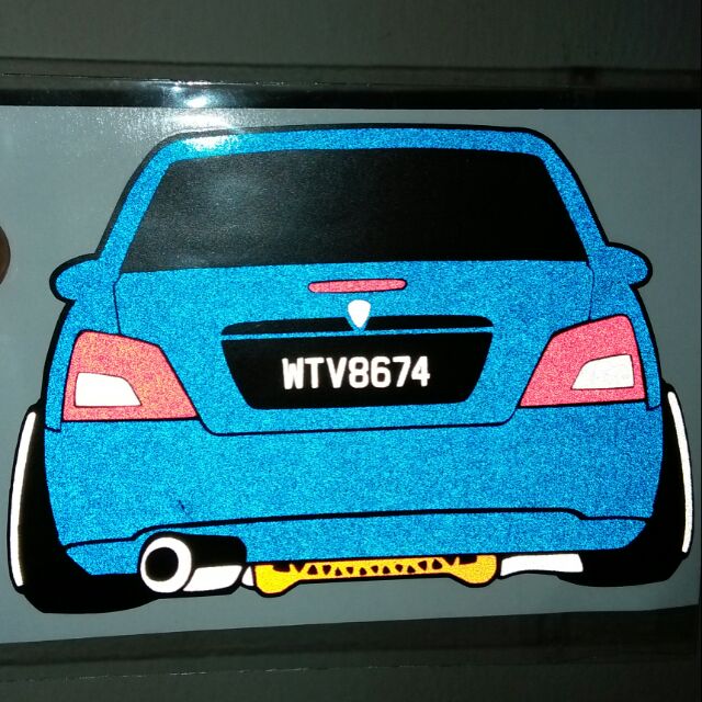 Stiker gambar kereta proton Waja reflect cutting sticker | Shopee Malaysia