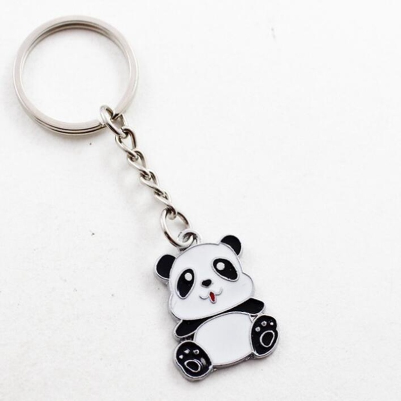 Vintage Cartoon Enamel Panda Keychain For Keys Car Key Ring Steampunk ...