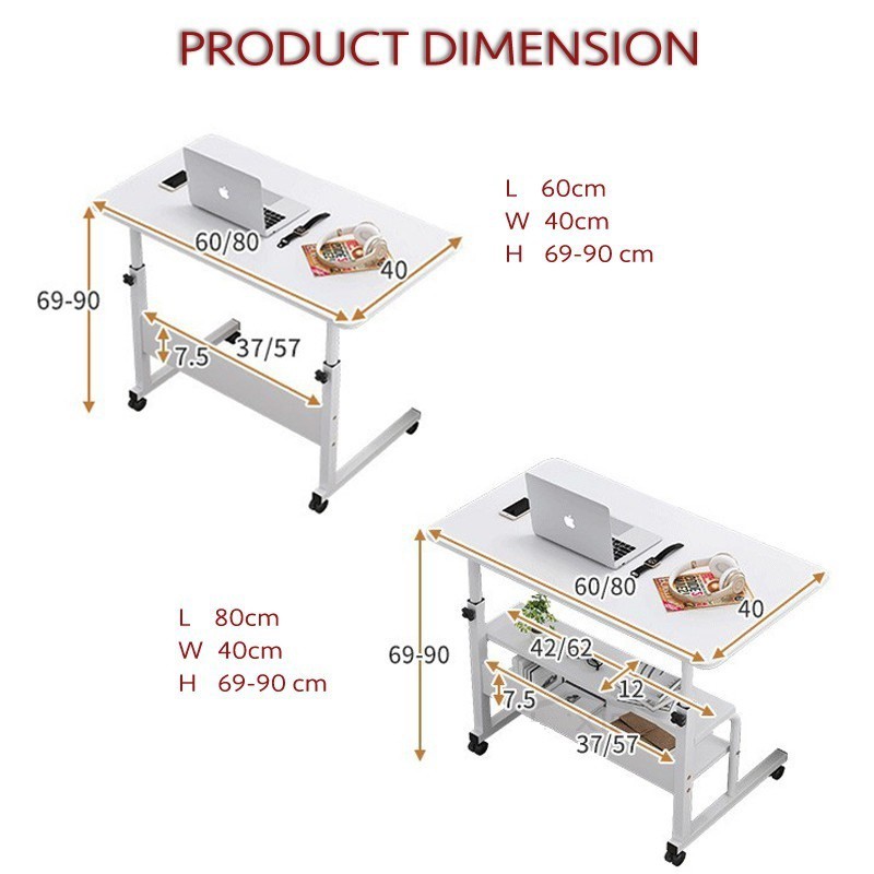 60cm 80cm length Adjustable Bedside Laptop Table Sofa Side Table With ...