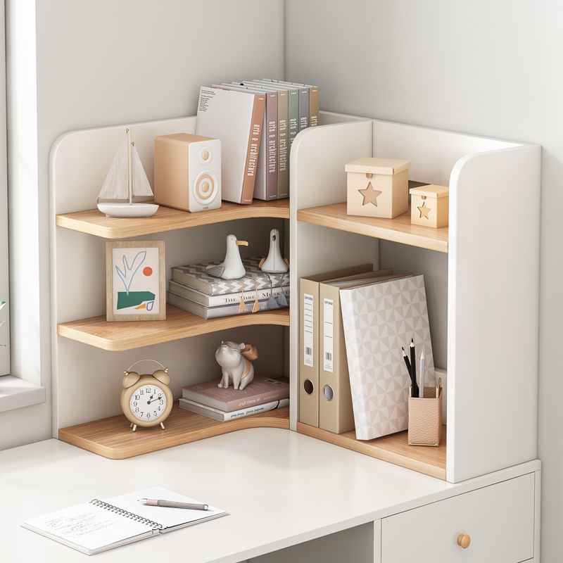 Bookshelf Desk Simple Bookcase Office Table Top Desk Storage Student ...