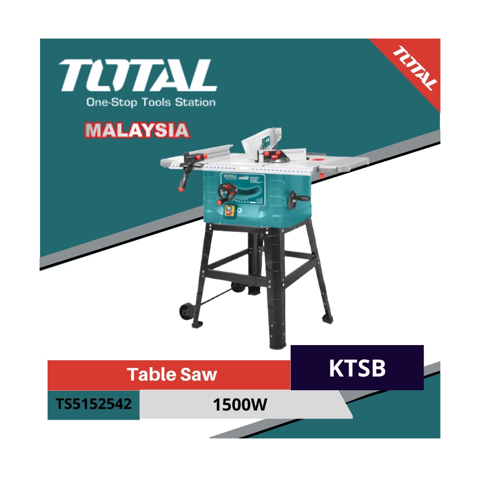 [TOTAL] TS5152542 Table Saw (1500W) w/ Castor Wheels, FREE 1 pc Blade ...