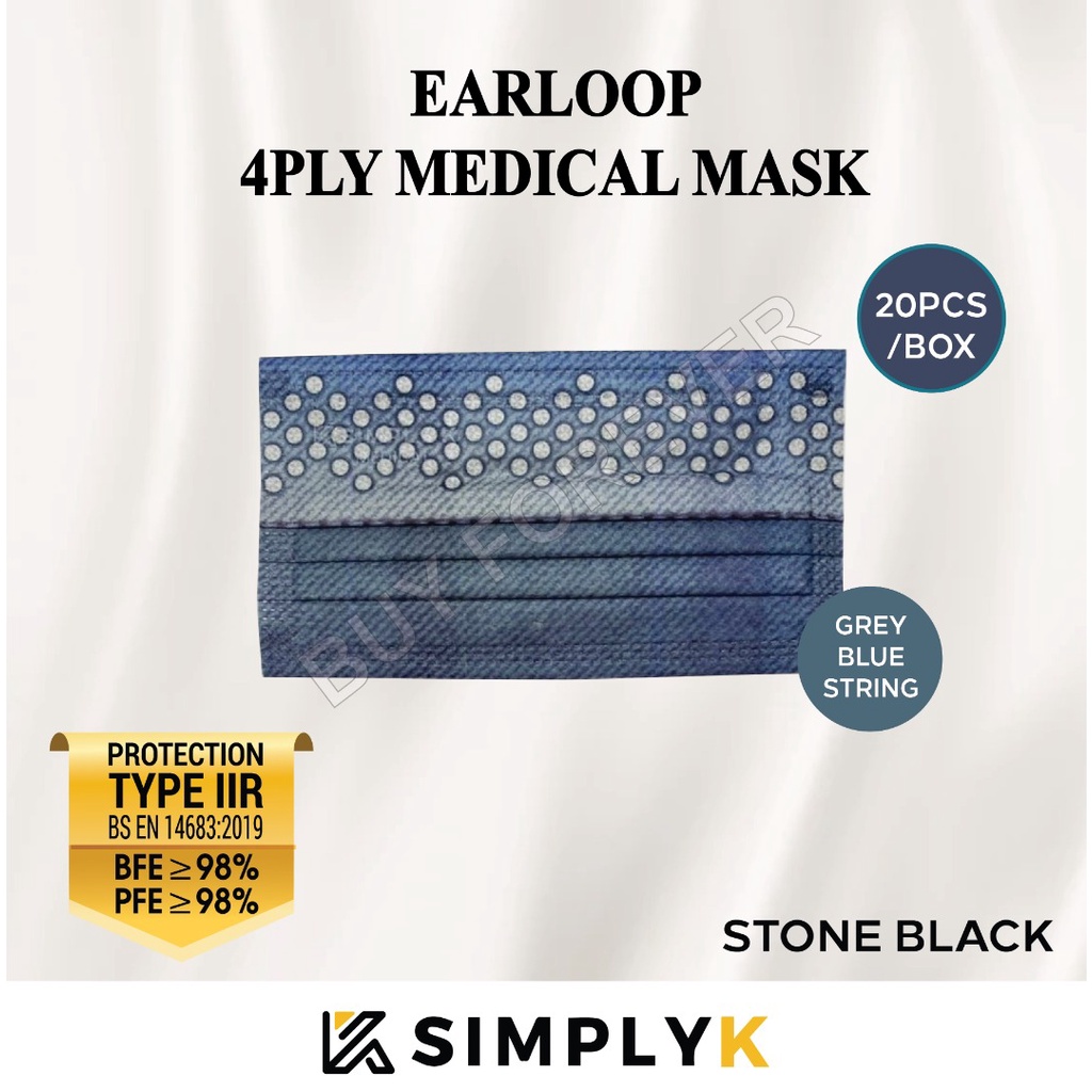 MDA Cert SIMPLY K Medical 4ply Earloop Face Mask 20pcs | Shopee Malaysia