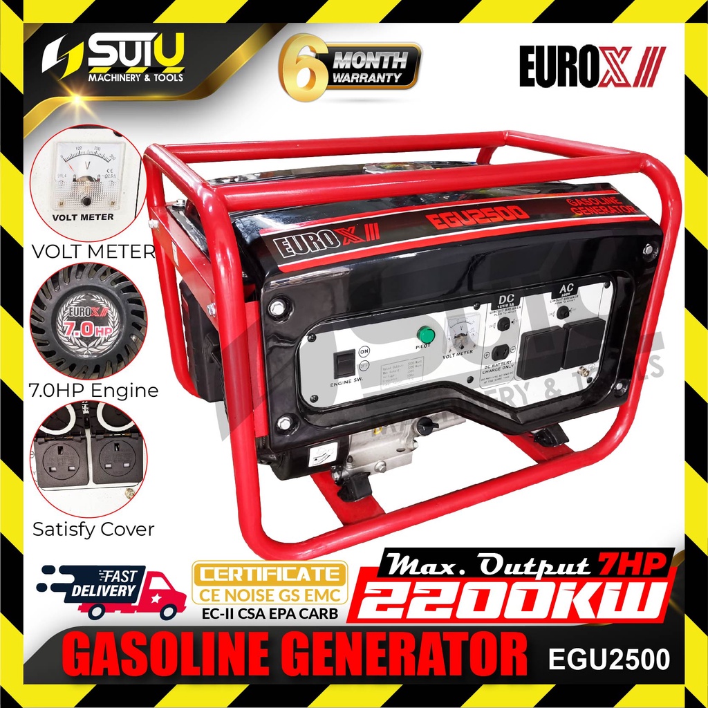 【SUI U】EUROX / EUROPOWER EGU2500 7HP 4-stroke Gasoline Generator / Penjana 2200W 3600RPM ...