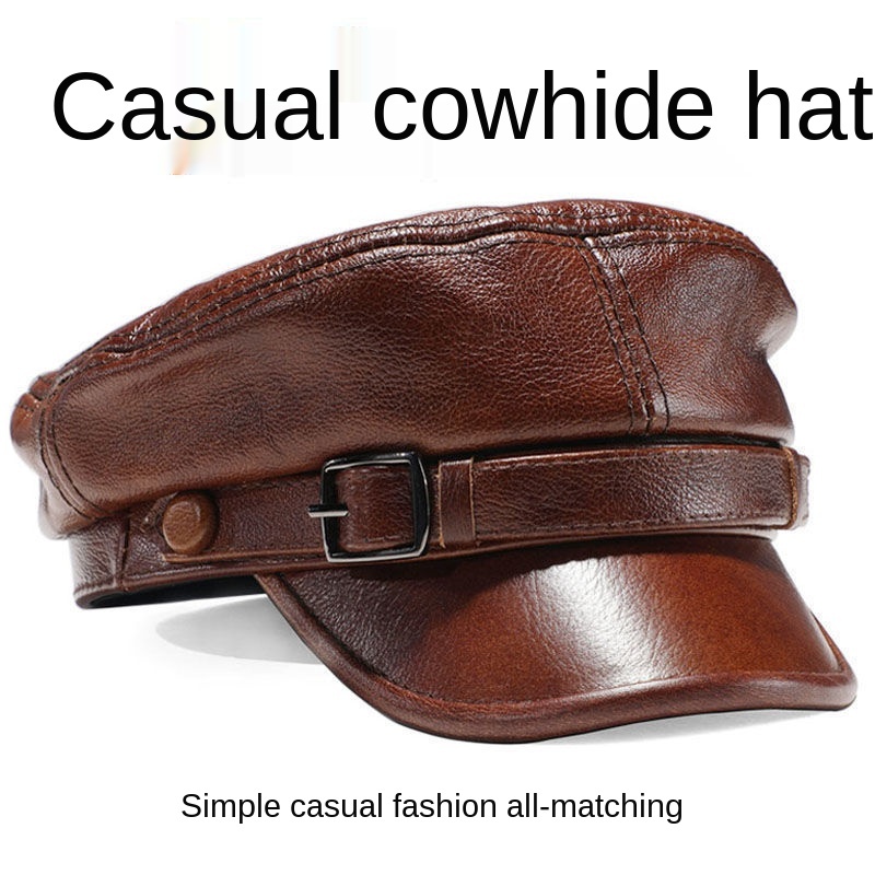 Topi Kulit Lembu Lelaki S Musim Dingin Kulit Pelindung Telinga Tunggal ...
