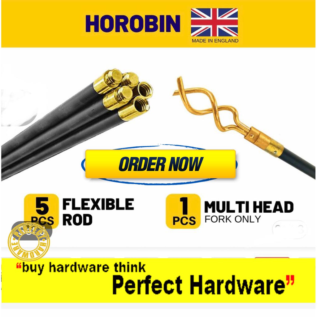 HOROBIN SEWAGE CLEANING ROD POLYPROPLENE 4 FT (25PCS) with 5 ...