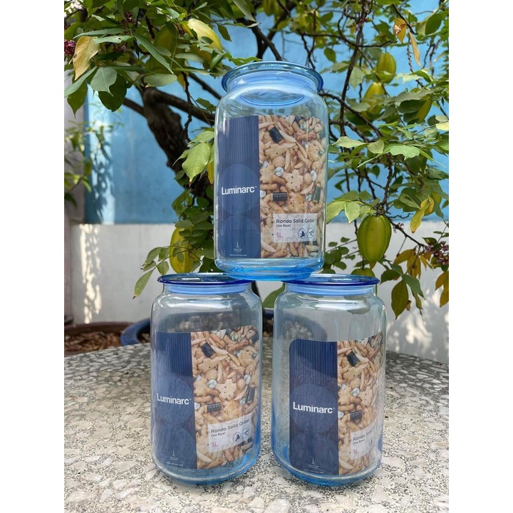 Luminarc Rondo Blue Glass Food Jar 1000ml | Shopee Malaysia