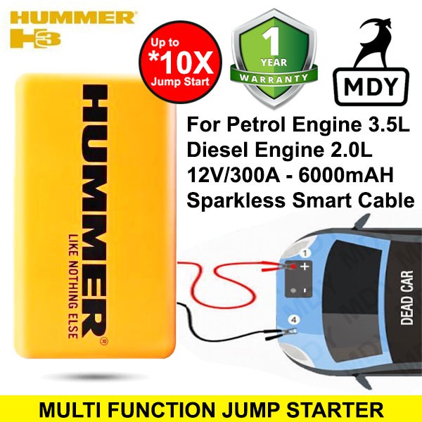 Hummer H3 Jump Starter Powerbank 6000mAh Battery Back Up/USB Phone ...