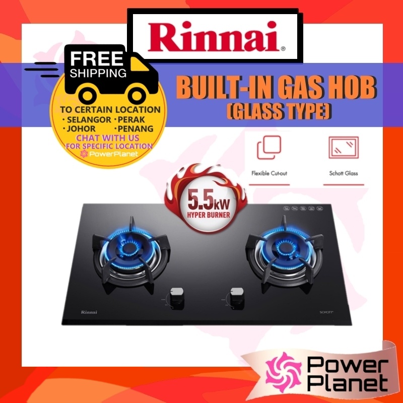 Rinnai Gas Hob RB-72G 2-Hyper Burner Built-in ( Glass ) 5.5kW RB72G Built in Hob | Shopee Malaysia