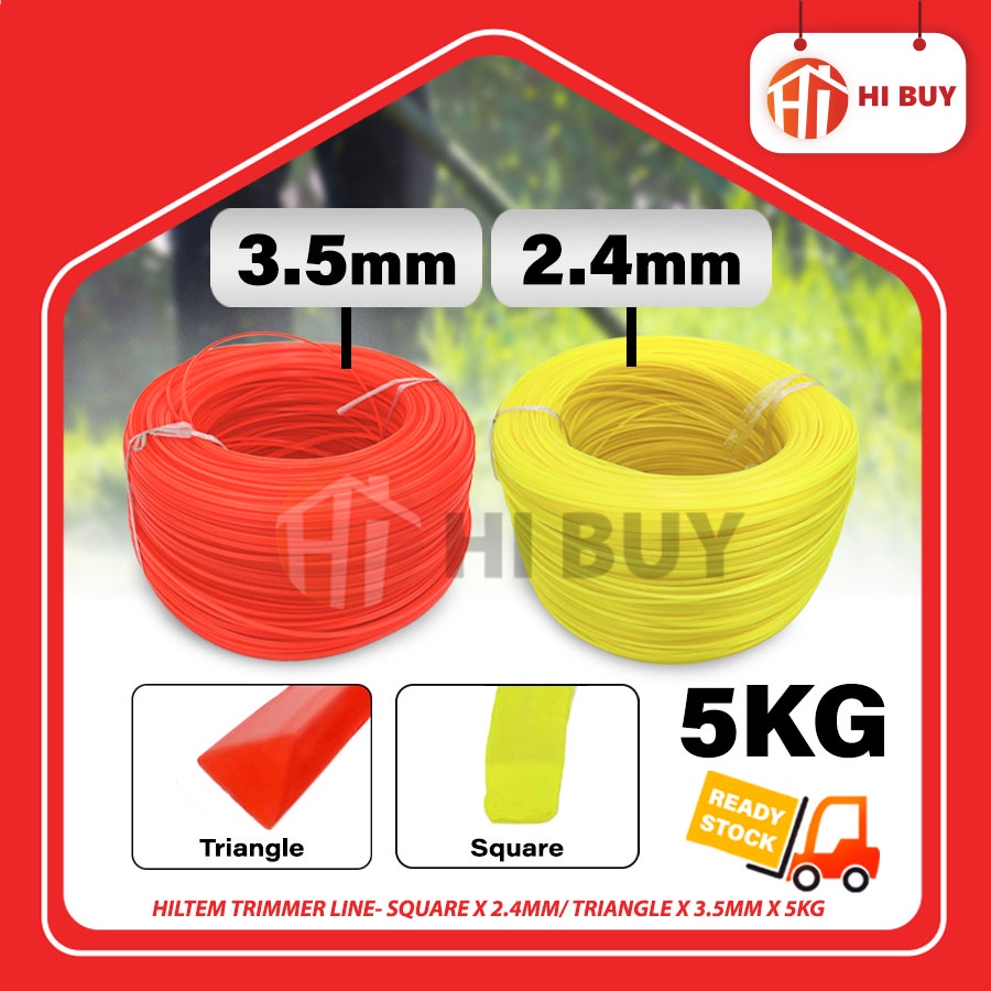 HILTEM BRUSH CUTTER TRIMMER LINE (2.4/3.5/3.2MM) 5KG/ SQUARE TRIANGLE/ TALI MESIN RUMPUT SEGI ...