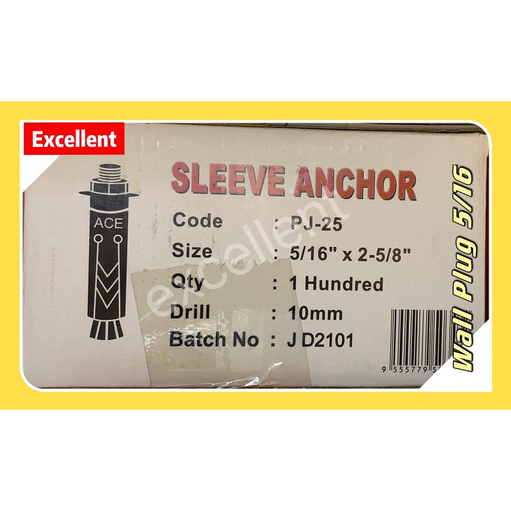ACE Wall Plug Sleeve Anchor 5/16“ x 2 5/8" (100PC +- ) / Wall Plug Besi ...