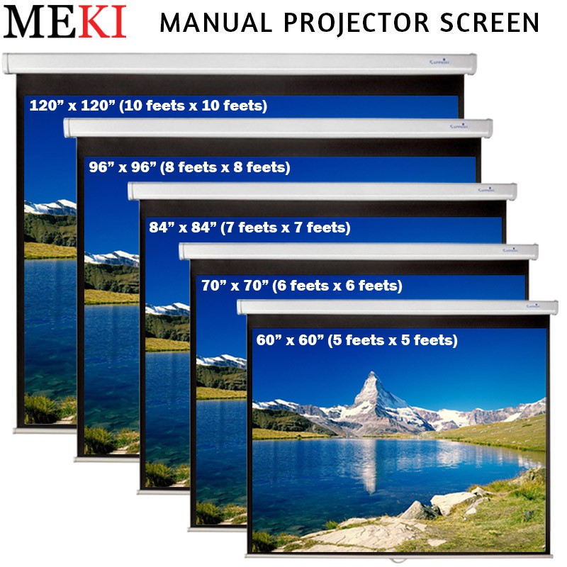 Meki 5 Sizes 60" / 70" / 84" / 96" / 120" Solid Series Manual Wall ...