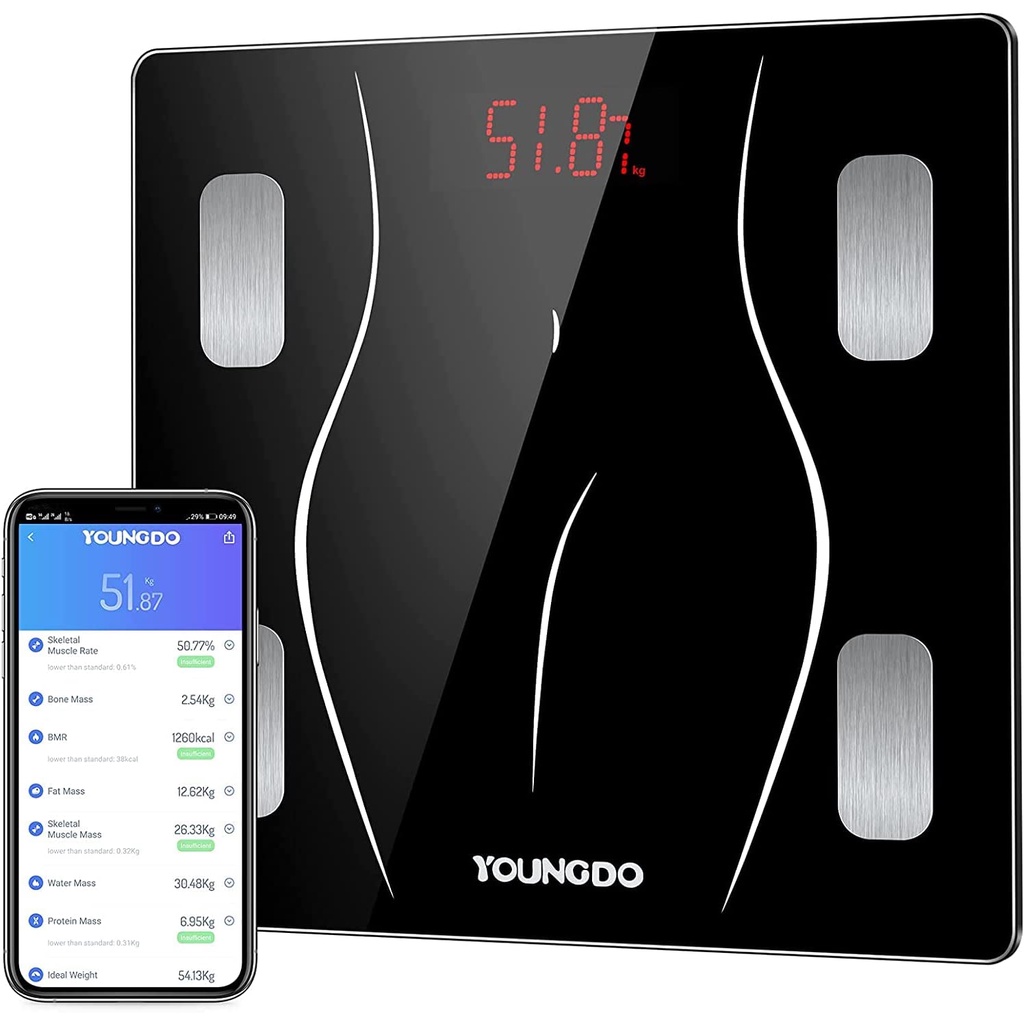 YOUNGDO Digital Scales for Body Weight, Bathroom Smart Scale for Body ...