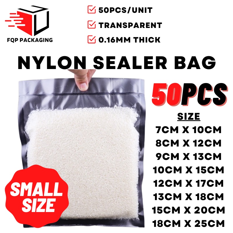 Hantar 24Jam-50pcs Beg Pengedap Vakum Nilon Seal Bag 3-Sided Bag Nylon ...