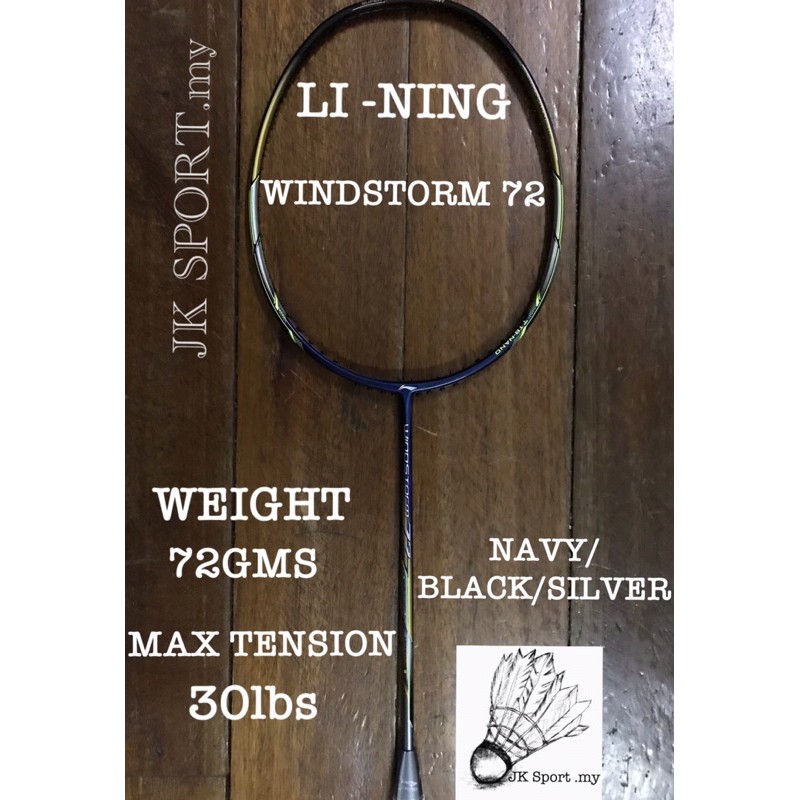 LI-NING WINDSTORM 72 ( NAVY/BLACK/SILVER ) BADMINTON RACKET | Shopee ...