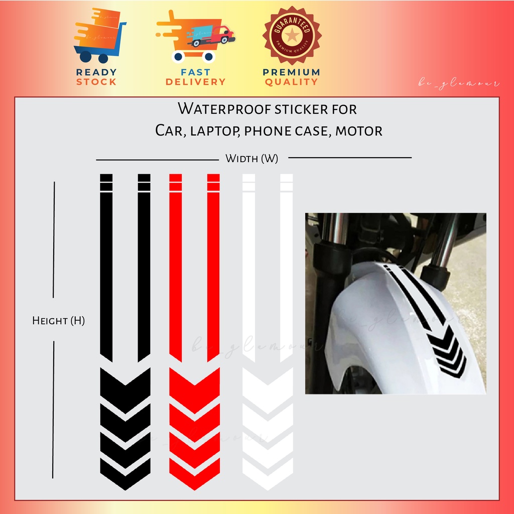 Motorcycle Stripe Arrow Reflective Stickers Safety Warning Fender ...
