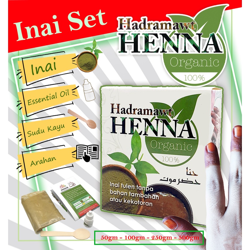 Inai Set (Organic Henna ) Untuk tangan, kaki dan rambut - Hadramawt ...