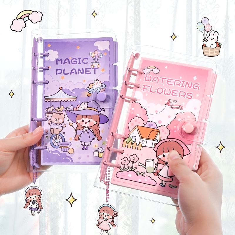 Handbook loose-leaf book Girls' diary cartoon cute girl's heart Student ...