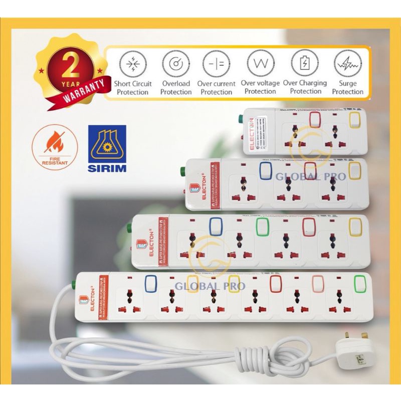 TBC 9 Series Surge Protection Premium 3 Meter Universal Multi Portable ...