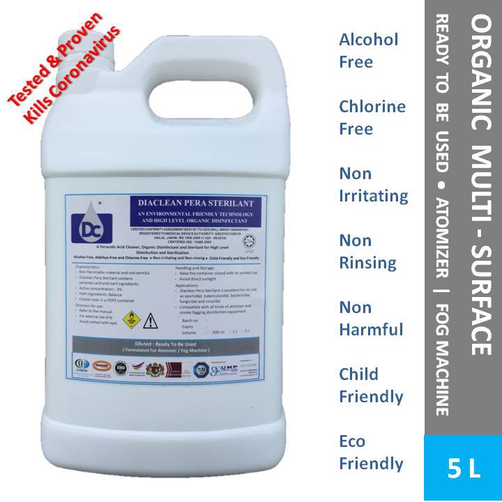 DIACLEAN Pera Sterilant Organic Fogging Disinfectant -5 Liter | Shopee ...
