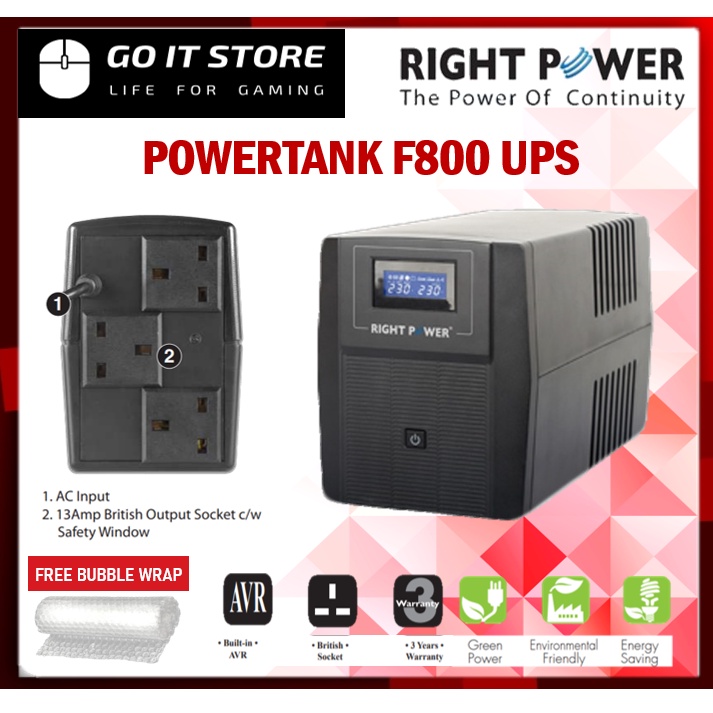 RIGHT POWER POWERTANK F800/ F800P (USB) 800VA UPS | Shopee Malaysia