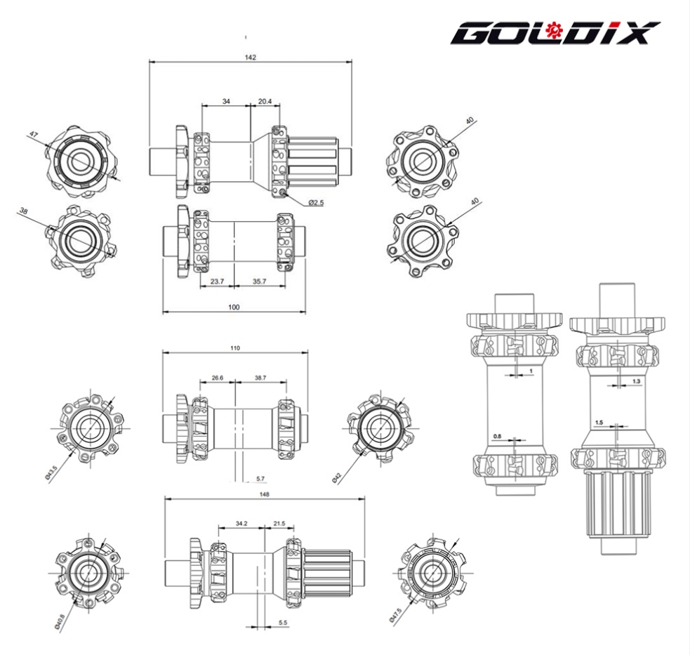 GOLDIX M180 MTB Hub New EXP Ratchet 52T Bike Hub front 100X15 100X9 ...