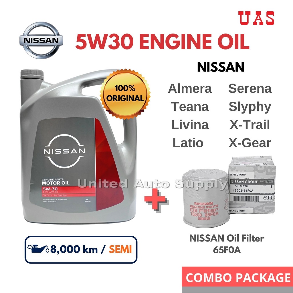NISSAN Engine Oil 5W30 Semi Synthetic Combo Oil Filter Set | Shopee ...