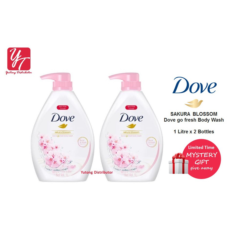 Dove SAKURA BLOSSOM Dove Go Fresh Body Wash - 1L x 2 Bottles | Shopee ...