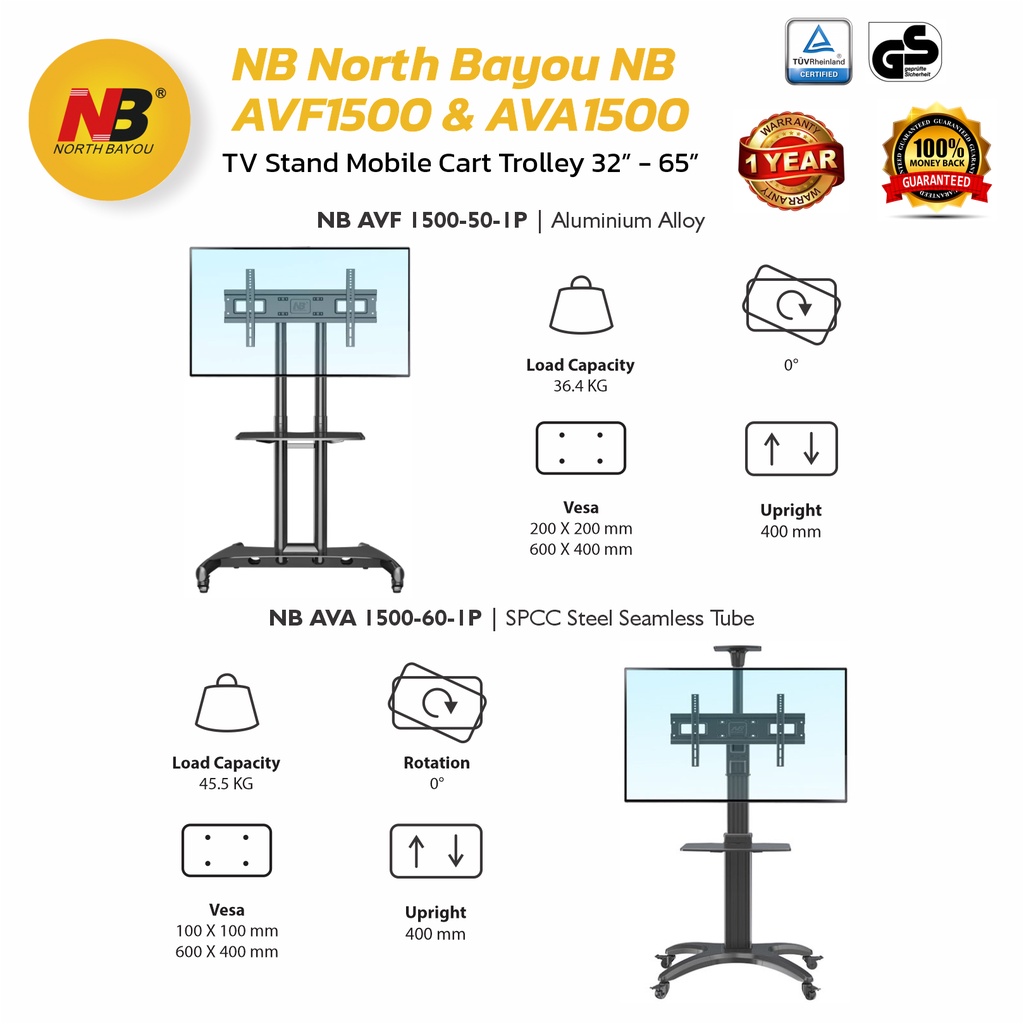 NB North Bayou AVA1500-60-1P AVF1500 Aluminum 32-70 inch Height ...