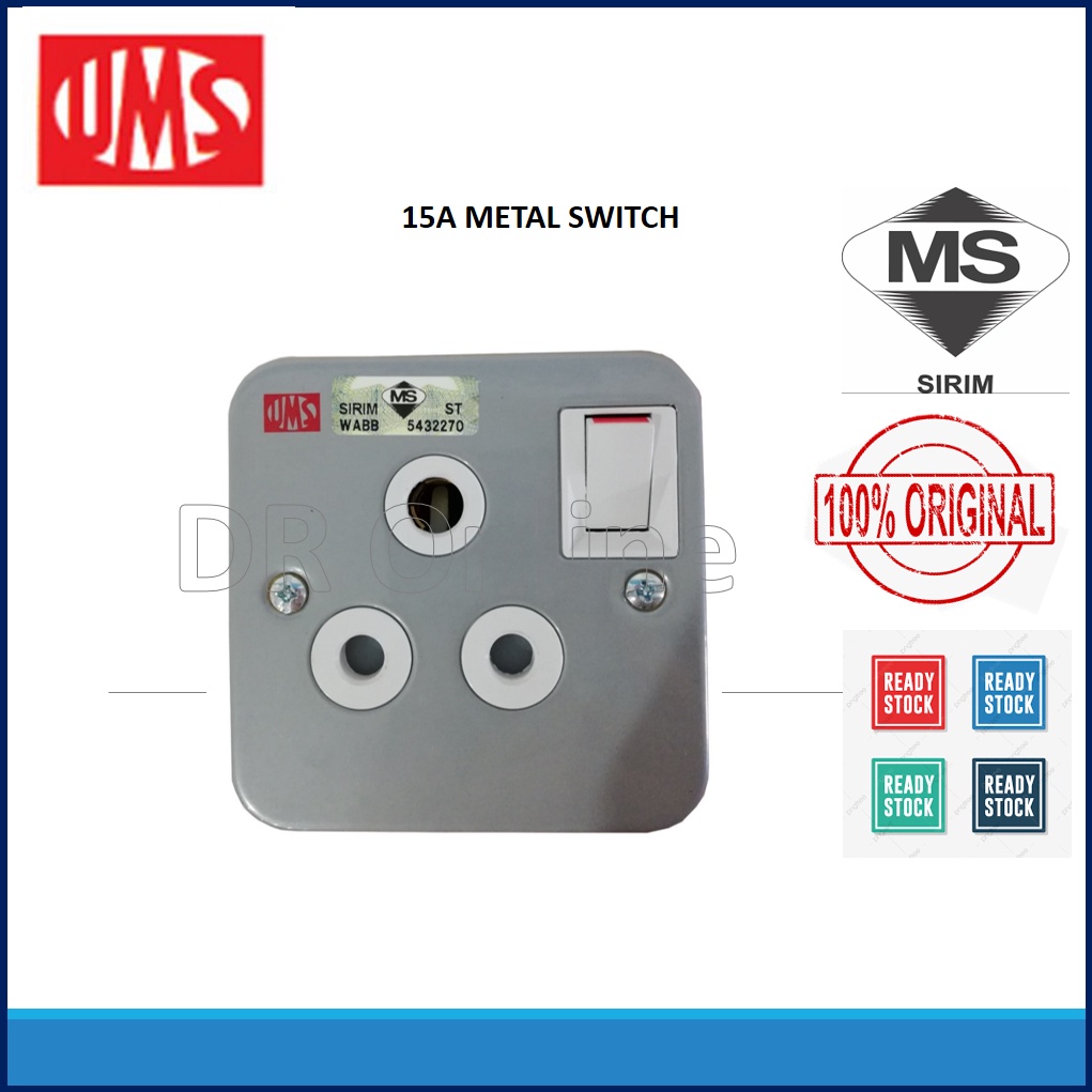 UMS 15A 1 Gang Metal Clad Switched Socket Outlet 1215M | Shopee Malaysia