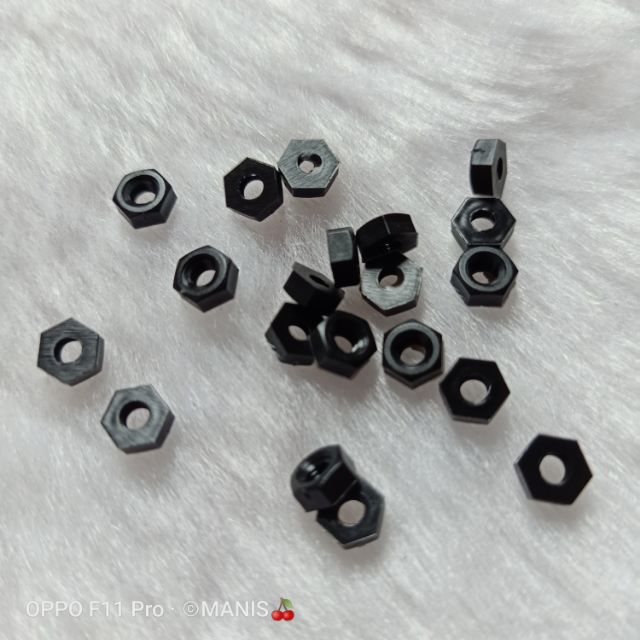 M3 Thread Insert Lock Fixing Screw Nylon Nuts Hexagonal Black ...