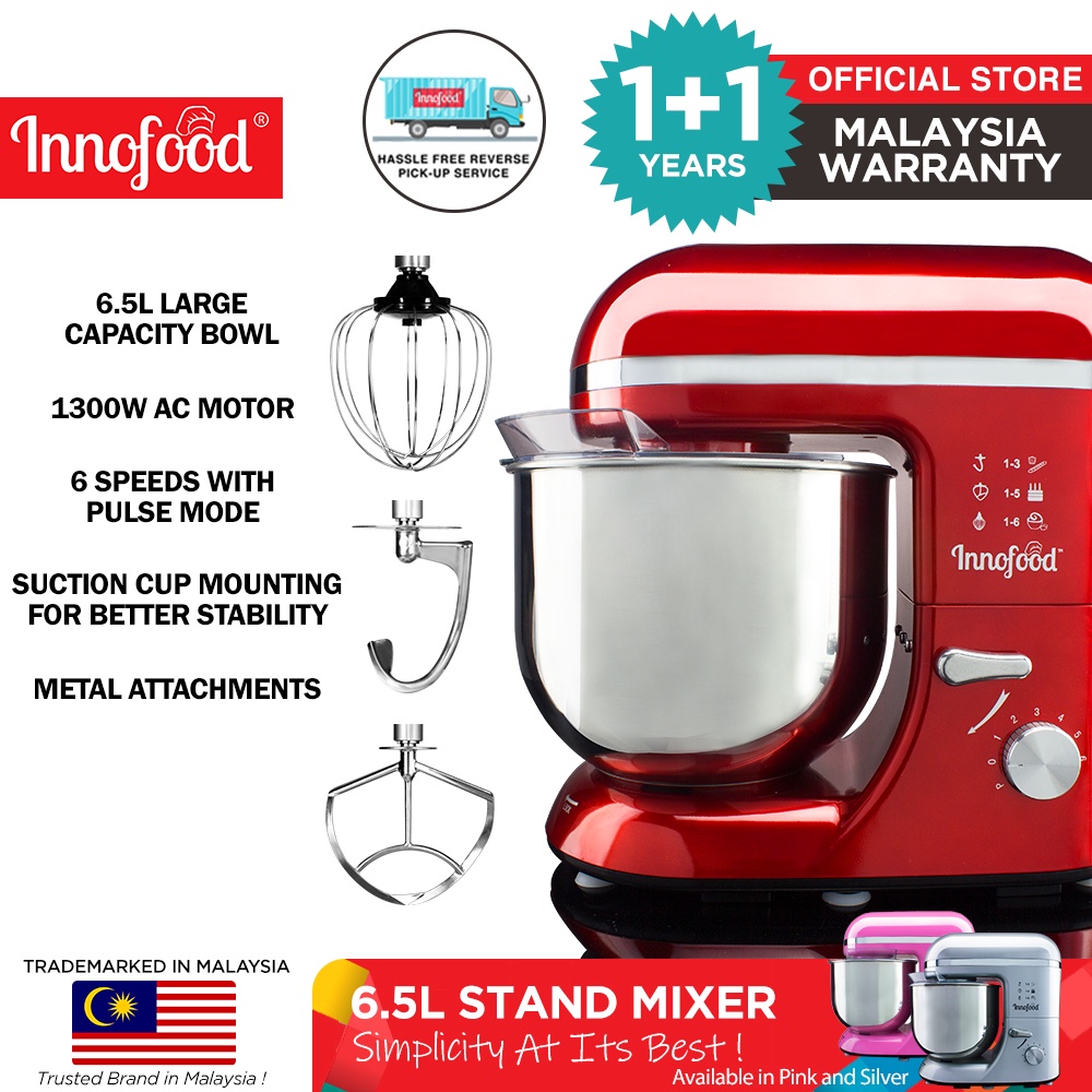Innofood High Speed Power Stand Mixer - Red (6.5L/1300W) KT-609 | Shopee Malaysia