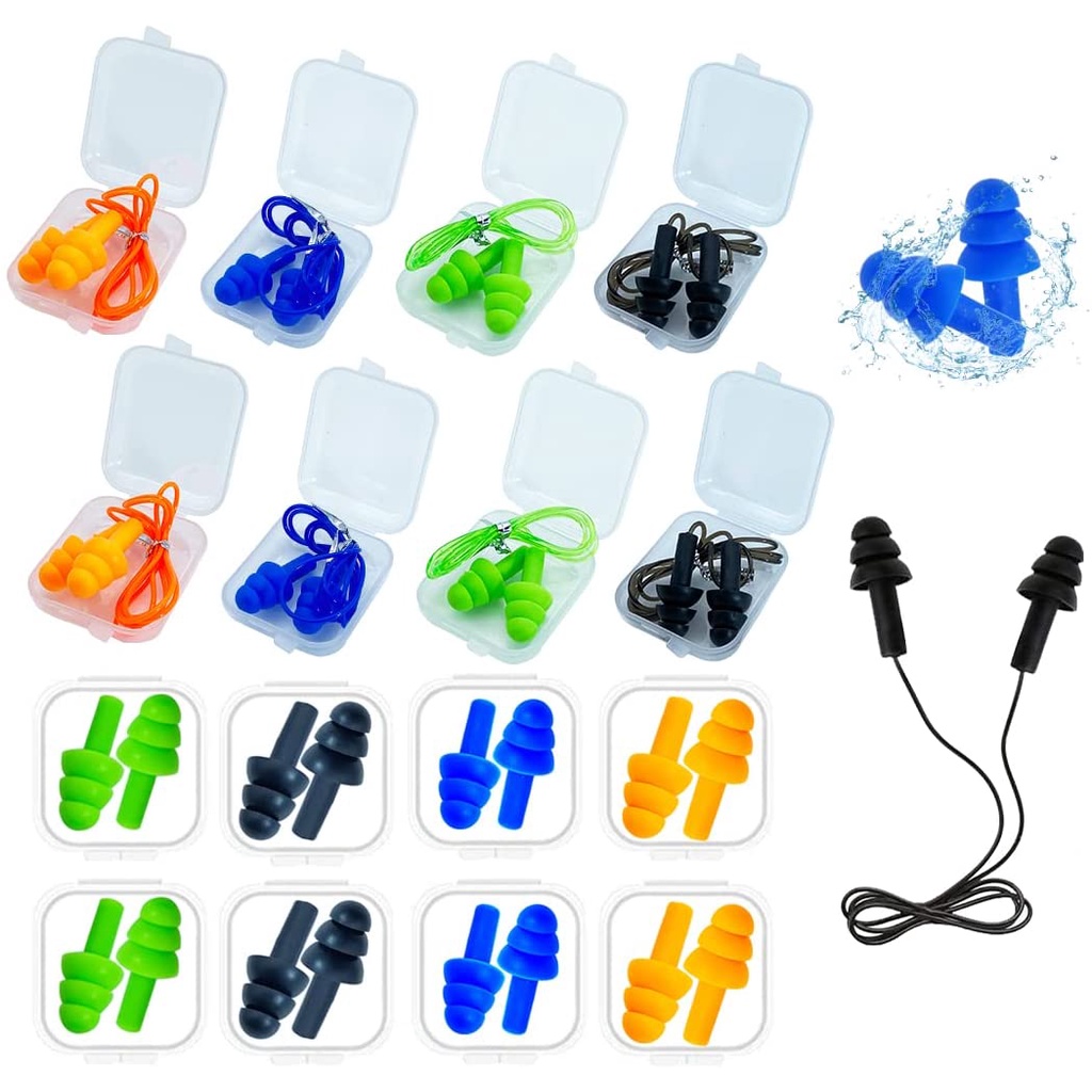 1Pair Universal Soft Silicone Swimming Ear Plugs with Cords ...