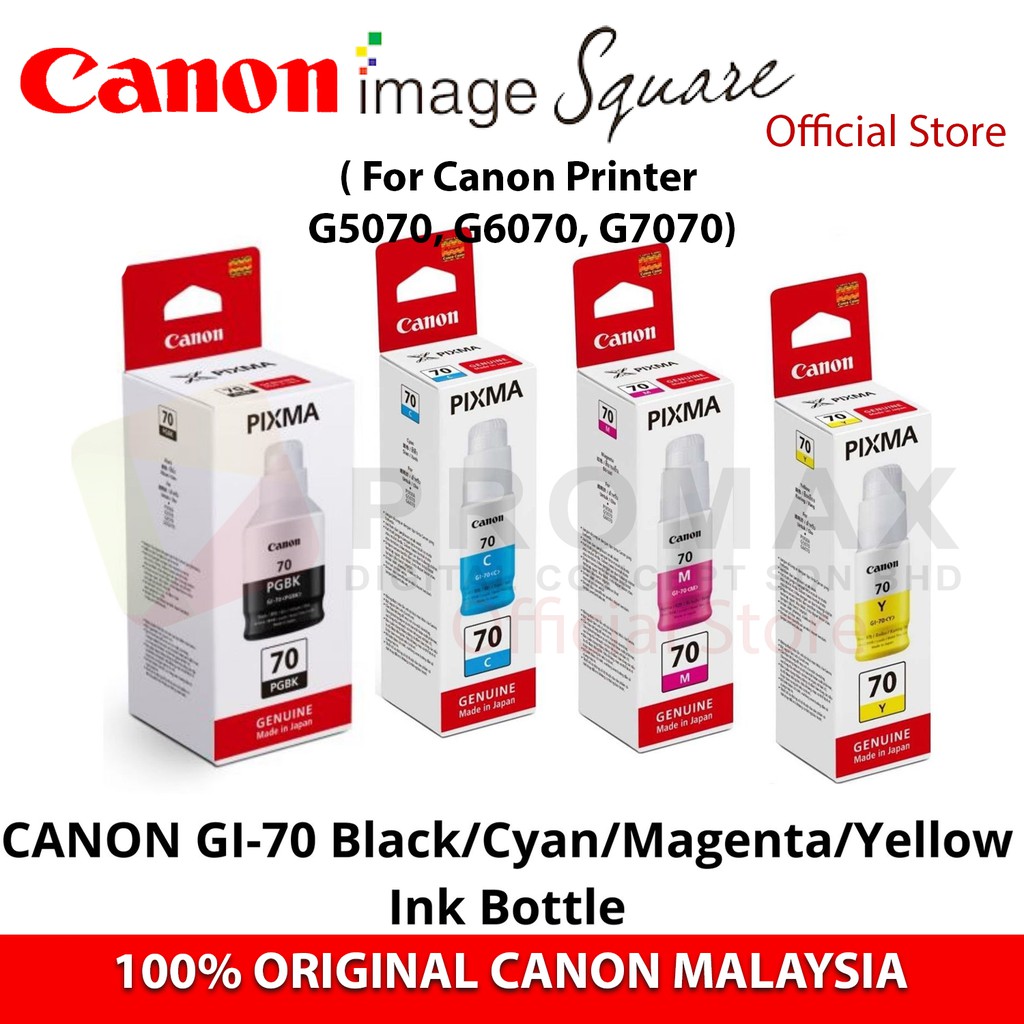 Canon Original GI-70 Bottle Ink Black Cyan Magenta Yellow GI70 GI 70 for GM2070 G5070 G6070 ...
