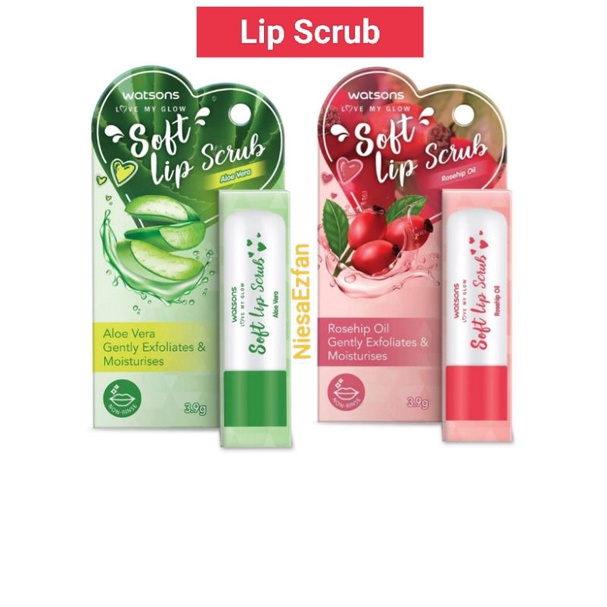Watson Soft Lip Scrub Aloe Vera | Rosehip Oil 3.9g Skrub Bibir ...