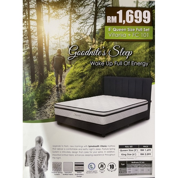 Spinal Health Vitania Spring Mattress Full Set | Shopee Malaysia