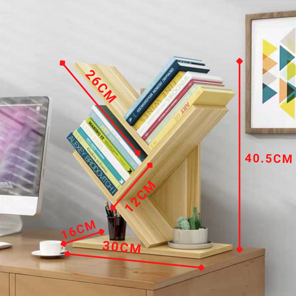 Modern Tree Shaped Book Shelf | Desktop Book Rack | Rak Buku Desktop ...