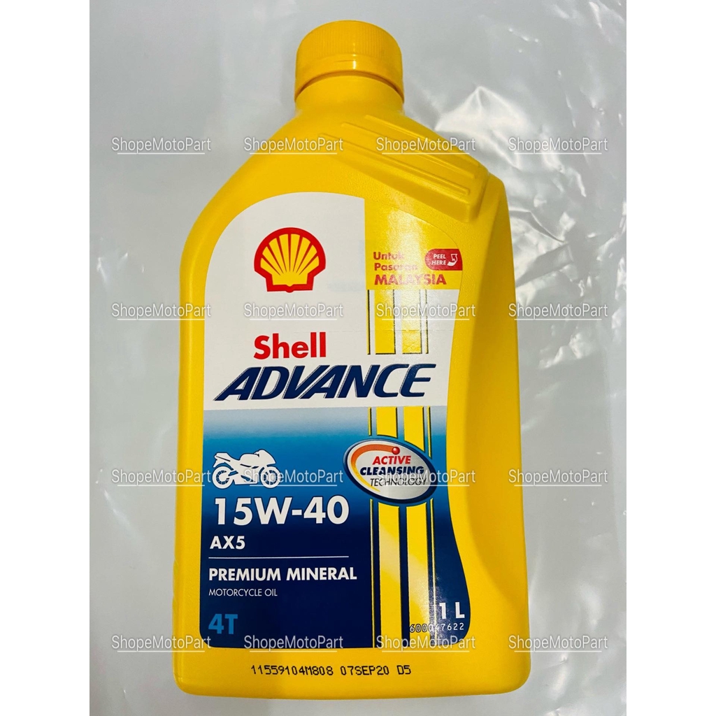 4T SHELL ADVANCE AX5 15W-40 1L API SL JASO MA 100% ORIGINAL MINYAK ...