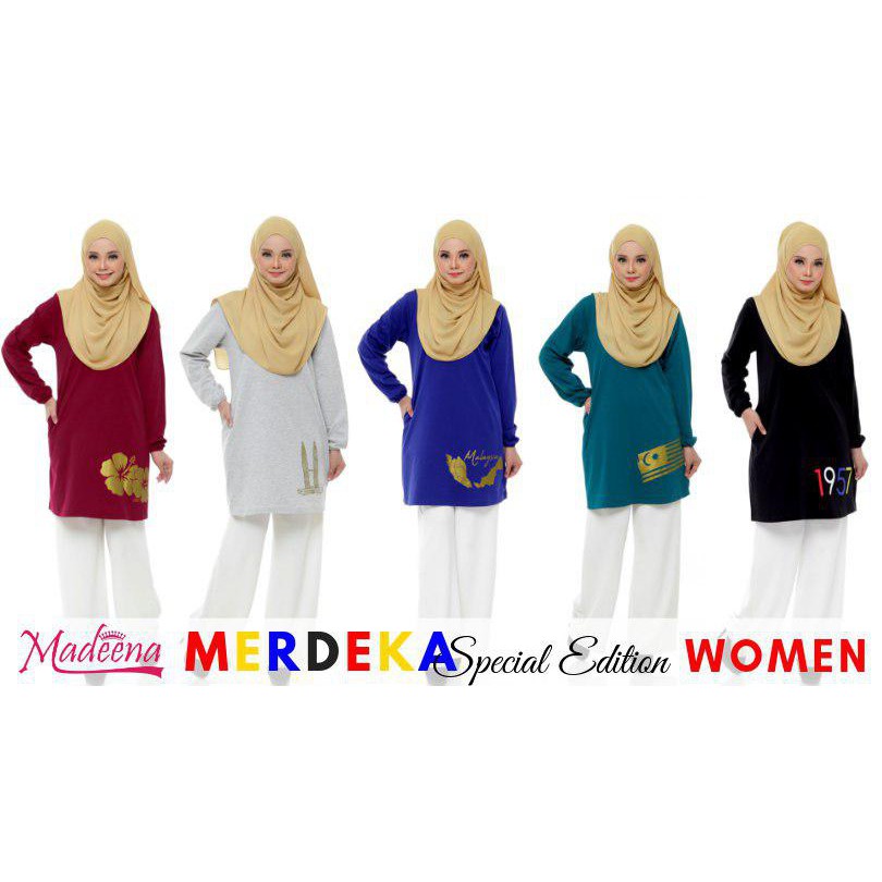 Tshirt Muslimah Madeena Baju Muslimah labuh Merdeka Inspired Sopan ...