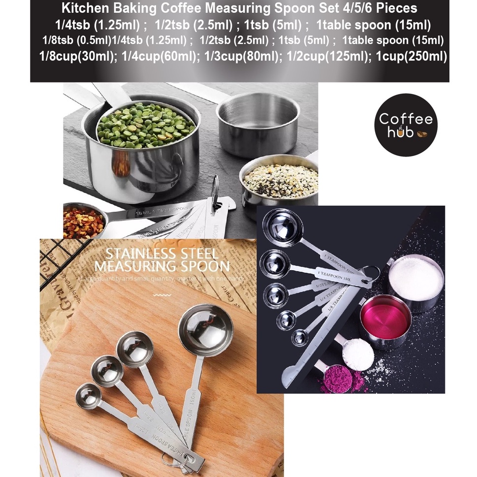 (Ready Stock)Kitchen Baking Coffee Multi Purpose Measuring Spoons Set 4 ...